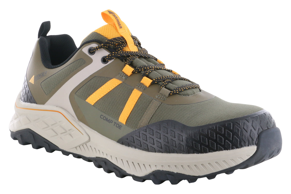 Avenger Aero Trail Safety Toe Shoe Olive – 2BigFeet