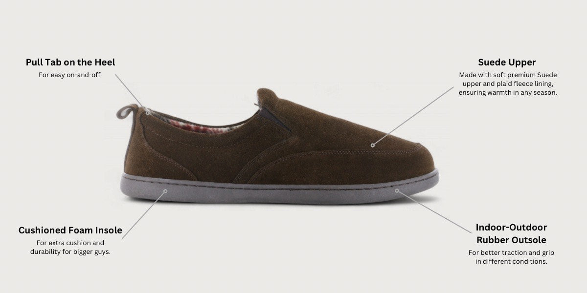 Michael Ellis Daniel House Slipper Grey - 2BigFeet