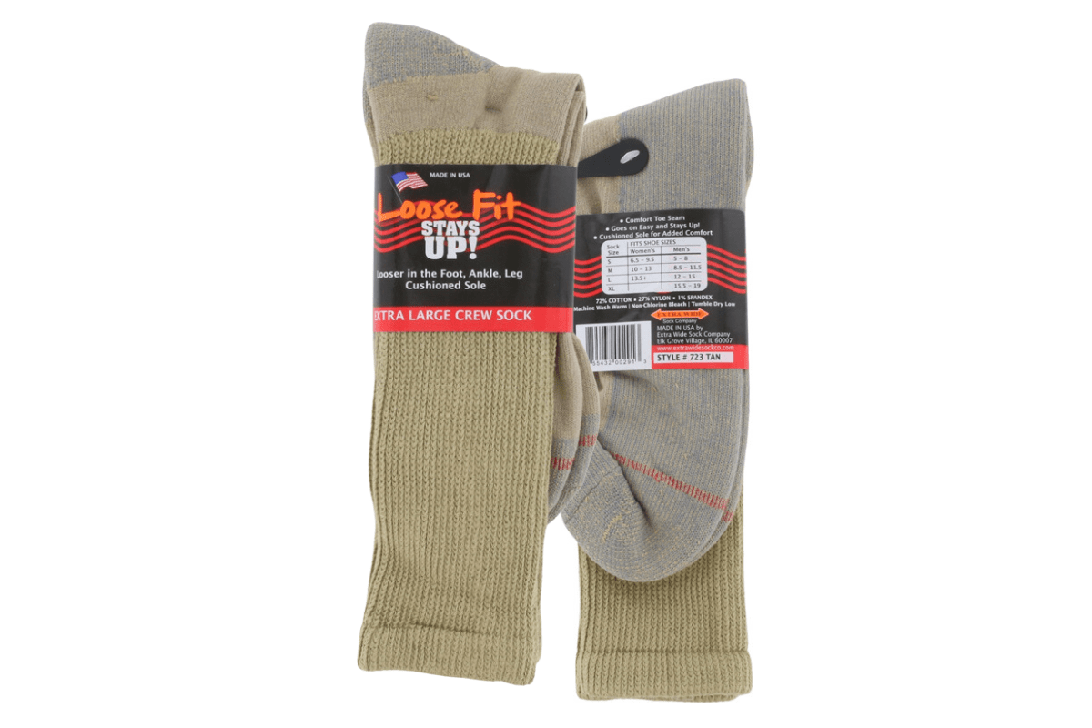 Socks Loose Fit Crew Tan – 2BigFeet