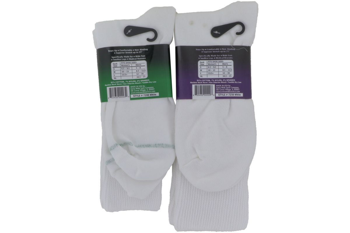 Extra Wide Socks Crew White - 2BigFeet